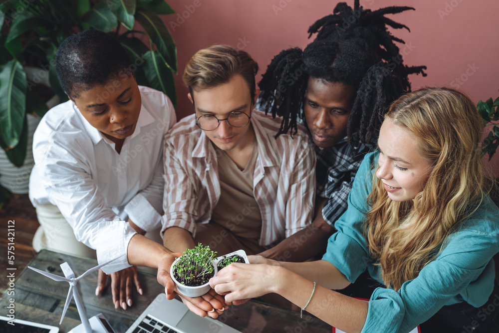 International group of diverse multiracial students working on the ...