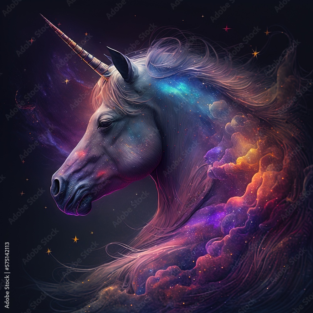 Colorful unicorn galaxy, creative decoration magical backdrop shining ...