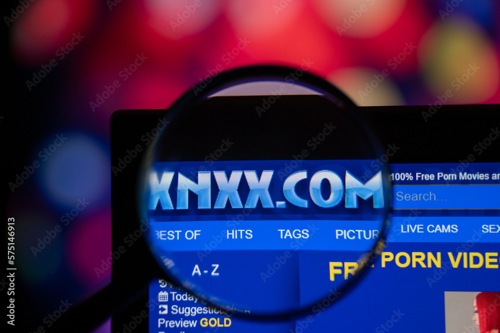 Paris, France - February 25, 2023: XNXX logo and homepage on the computer screen under ...