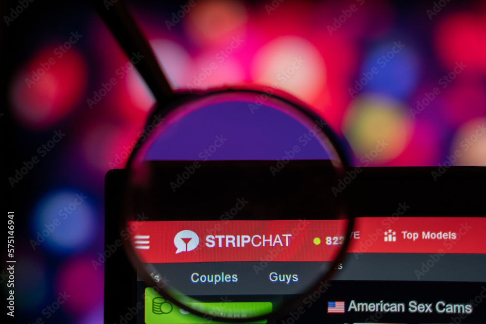Paris, France - February 25, 2023: Stripchat logo and homepage on the computer screen under ...