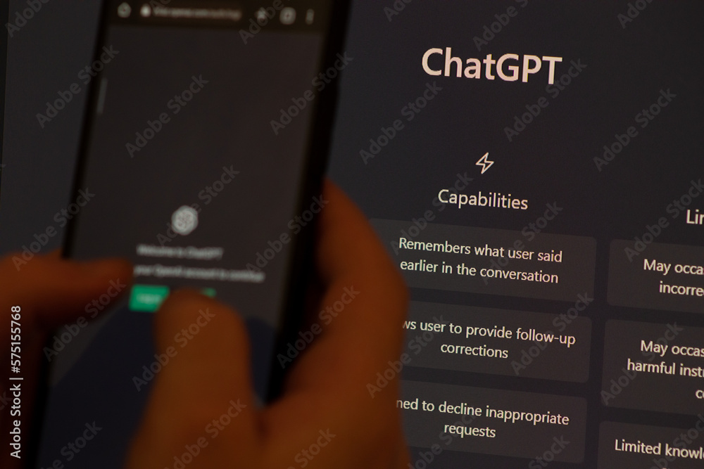 ChatGPT login screen seen on smartphone screen. OpenAI chat bot Stock Photo | Adobe Stock