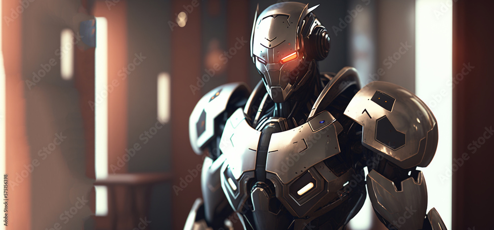 Robot with Metal Body army special force cyborg Stock Illustration ...
