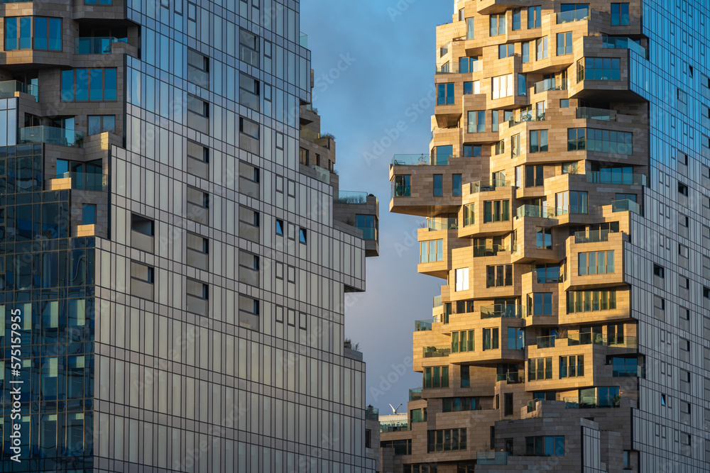 Amsterdam, The Netherlands, 24.02.2023, Iconic residential towers known ...