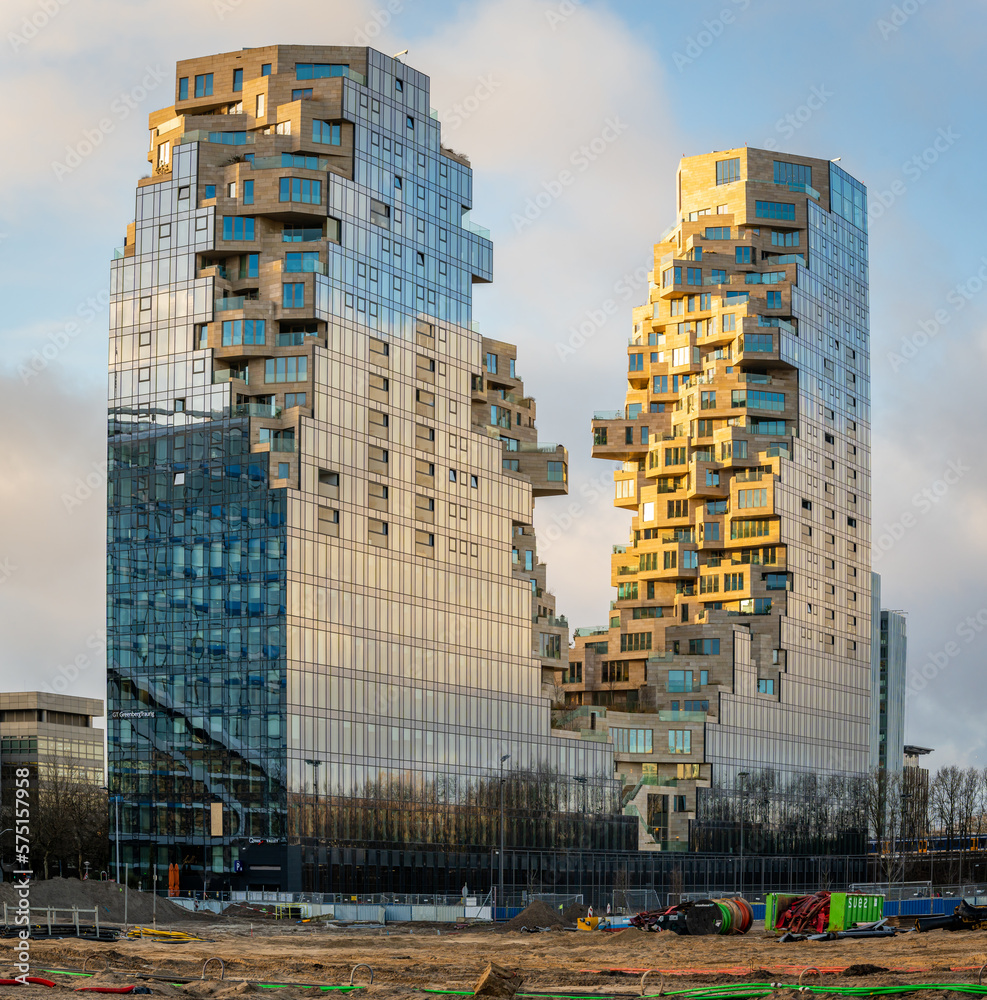 Amsterdam, The Netherlands, 24.02.2023, Iconic residential towers known ...