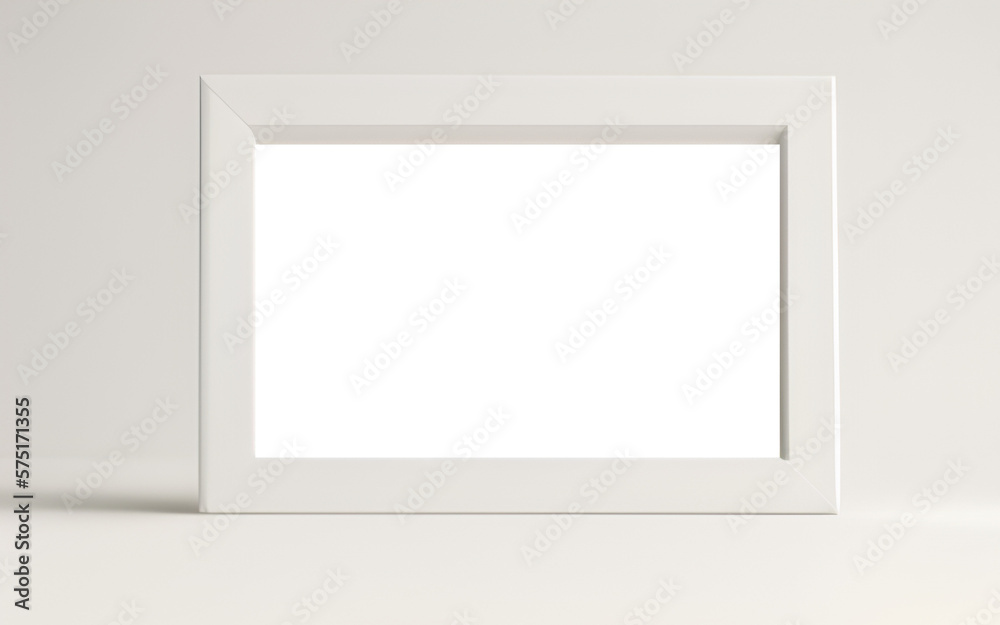 Realistic empty frame on light background. Table surface. Border for ...