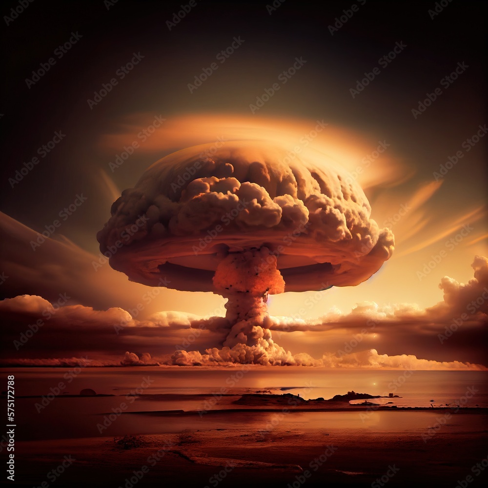 A nuclear explosion in a metropolis. The mushroom of an atomic ...