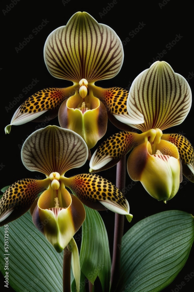 Paphiopedilum orchid, a strikingly beautiful flower with a unique ...
