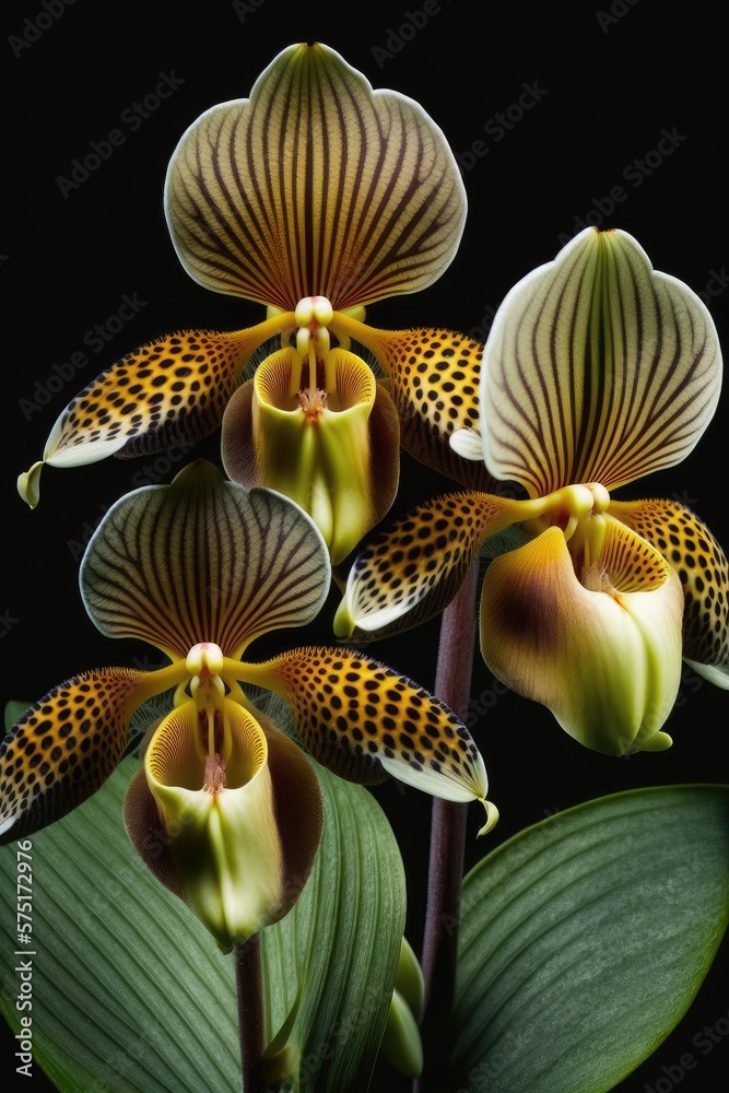 Paphiopedilum orchid, a strikingly beautiful flower with a unique ...