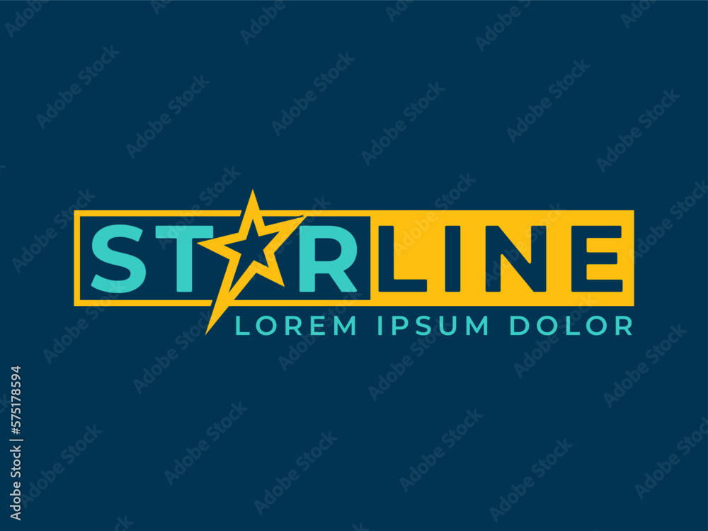 Vetor de logotype typography star line with star symbol and negative ...