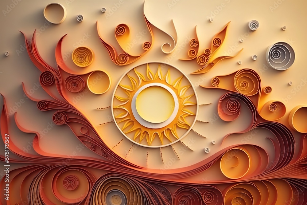 Sun energy. paper quilling on colored background, concept of Paper ...