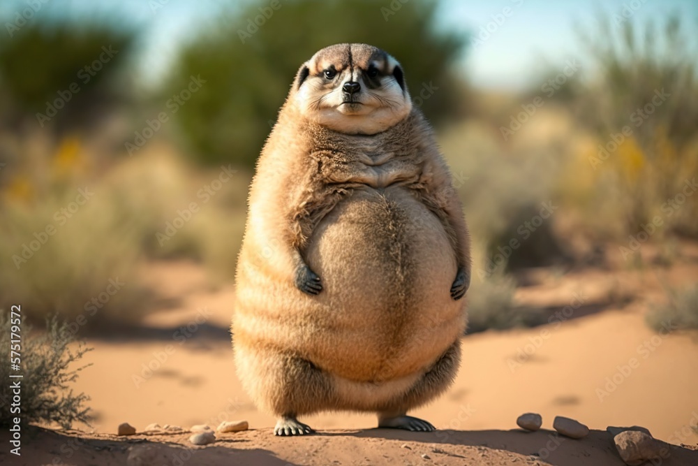 Very fat meerkat, concept of Plump and Chubby, created with Generative ...