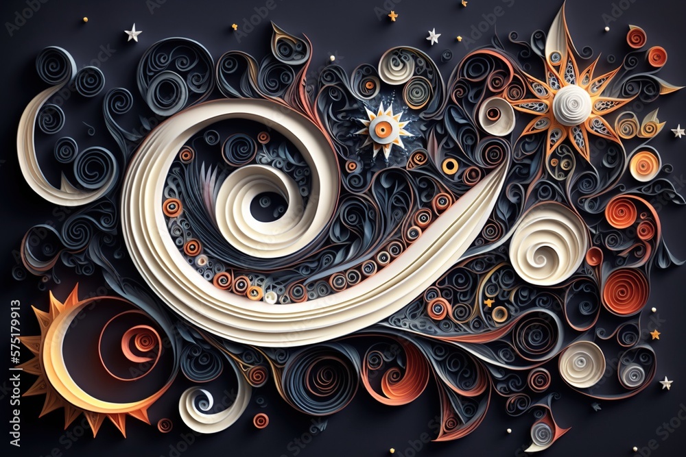 Universe pattern paper quilling, concept of Cosmic Art and Geometric ...
