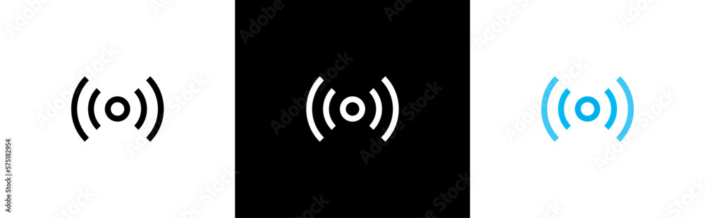 Vetor de Sound wave icon. signal radiation symbol. Sonar sound wave ...