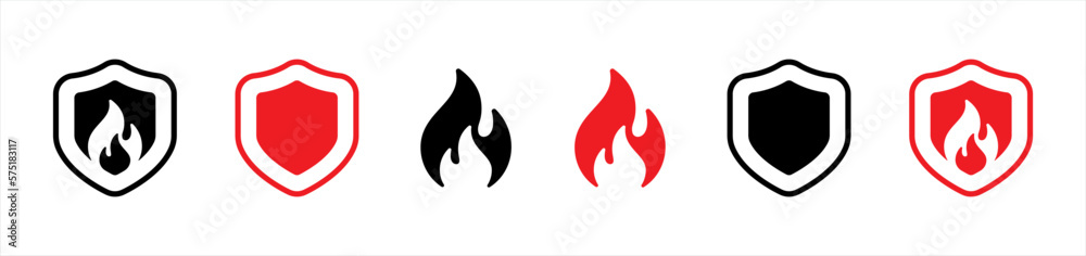 Vetor de Shield fireproof icon. fire protection symbol. Shield ...