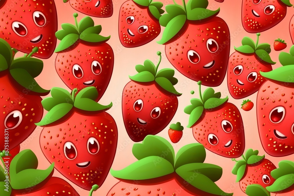 Funny cartoon illustration of smiling strawberries Stock Illustration ...