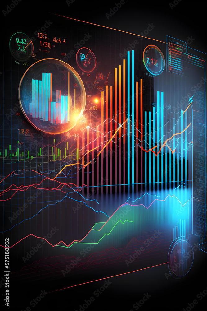 Growth business graph finance data diagram concept on stock market ...