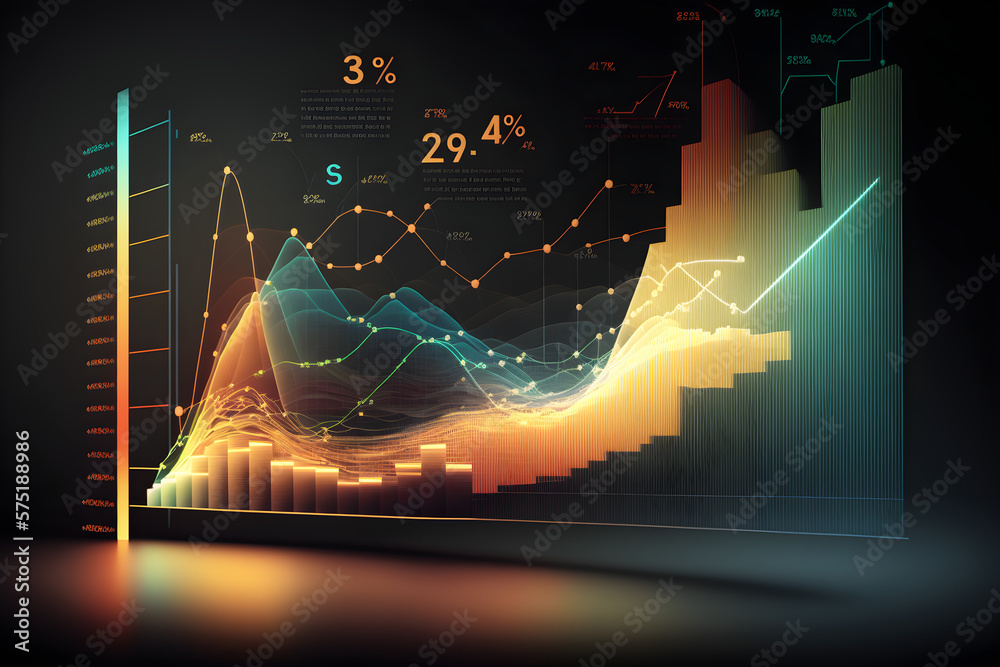 Growth business graph finance data diagram concept on stock market ...