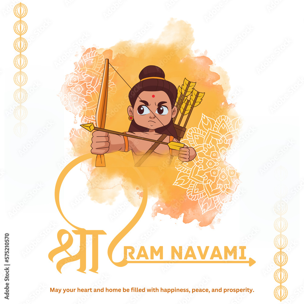cartoon illustration character design of Lord Rama with bow arrow with ...