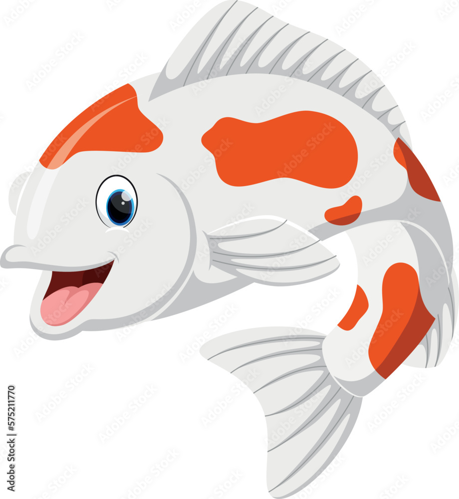 Cartoon koi fish isolated on white background Stock Vector | Adobe Stock