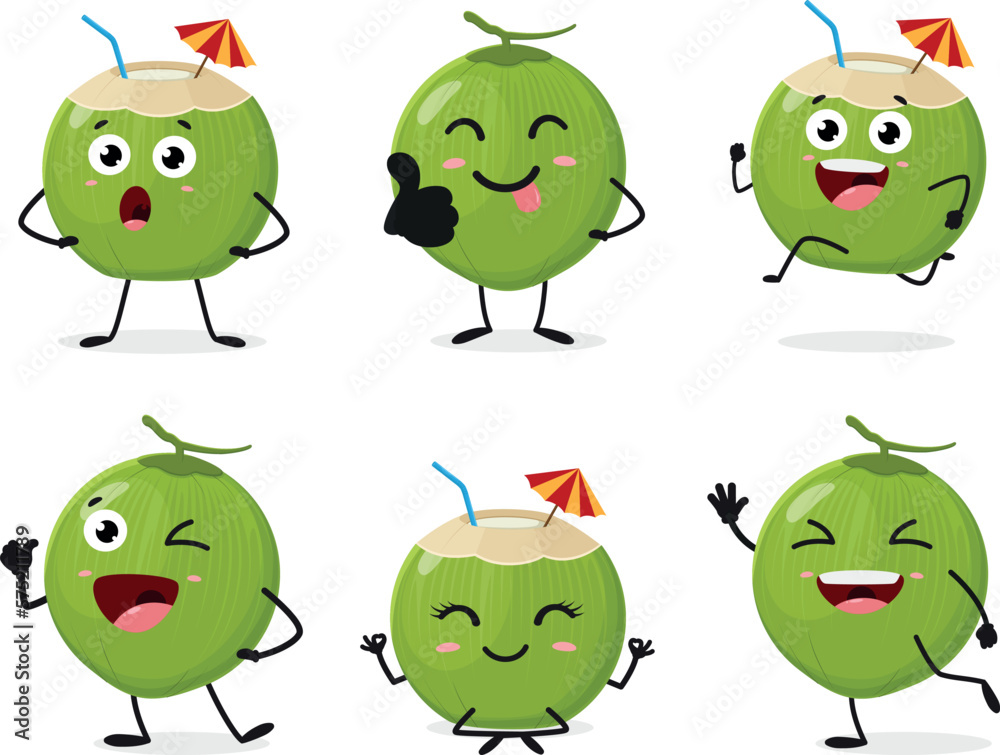 Green Coconut Cartoon