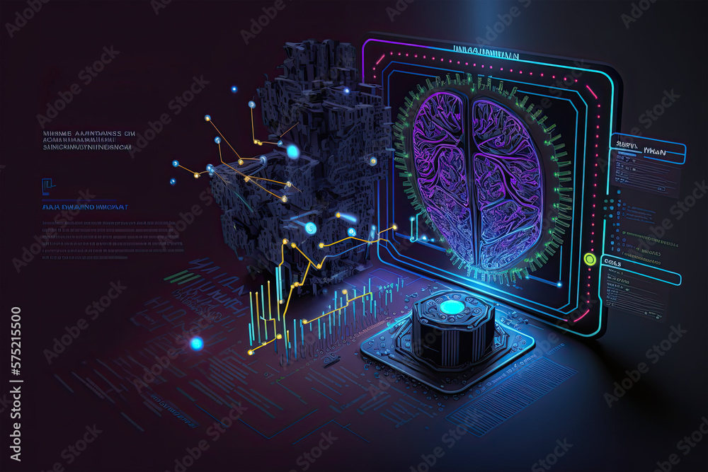 Machine learning technology diagram with artificial intelligence ...