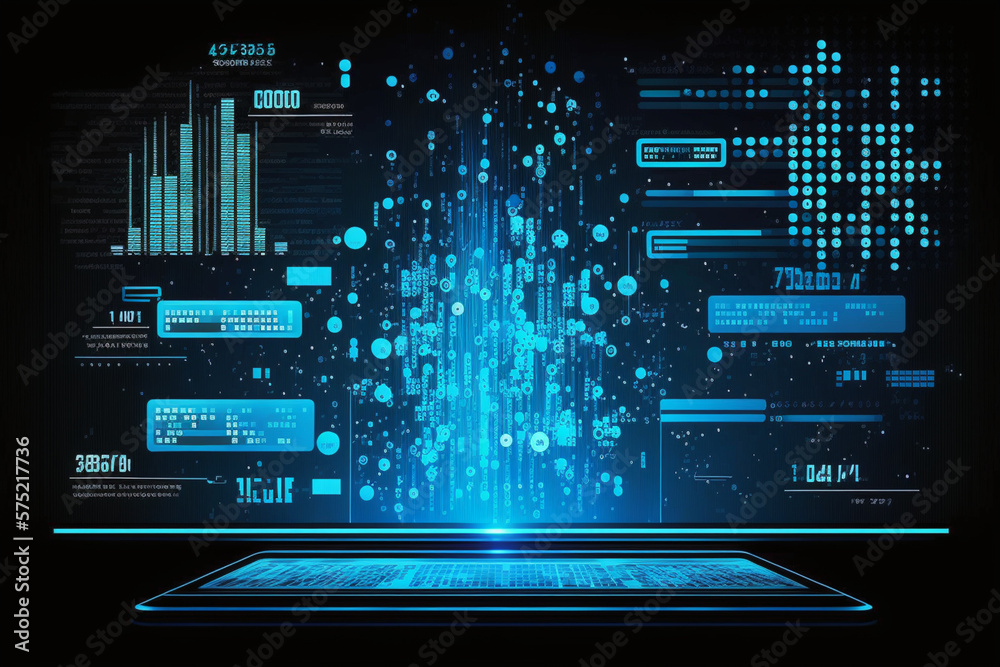 Data Visualization Computer Technology Background Blue, Information ...