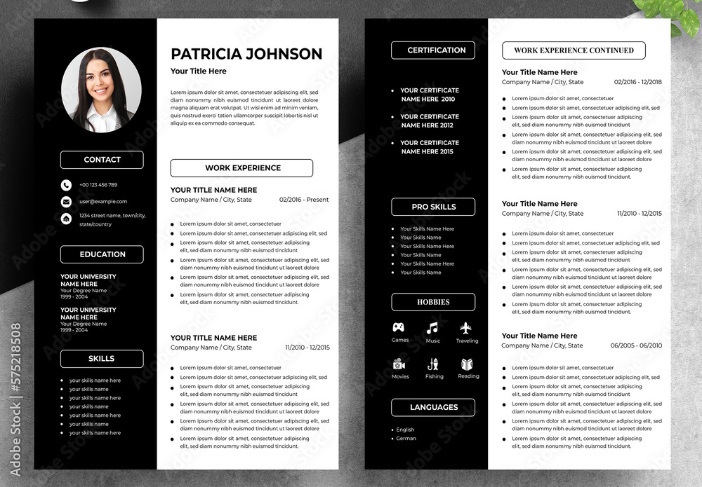 Creative Resume Black Color Design Template Layout Stock Template ...