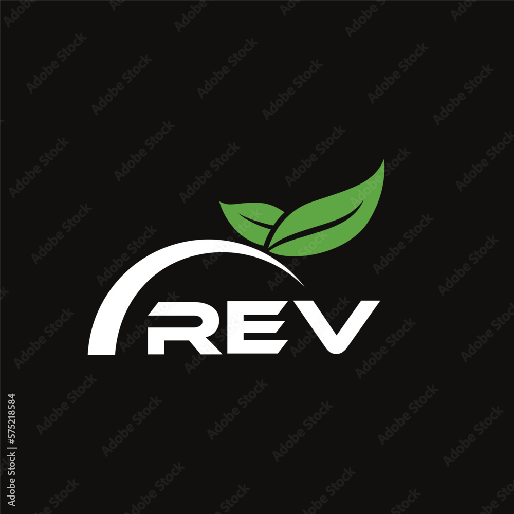 REV letter nature logo design on black background. REV creative ...