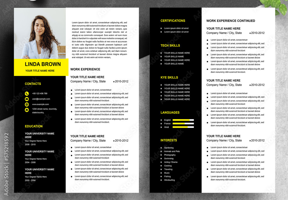 Personal Profile Resume Design Template Layout Stock Template | Adobe Stock
