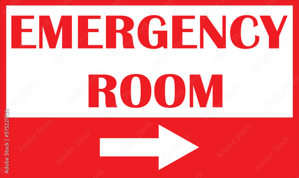 Emergency room direction sign vector, emergency room sign board eps ...