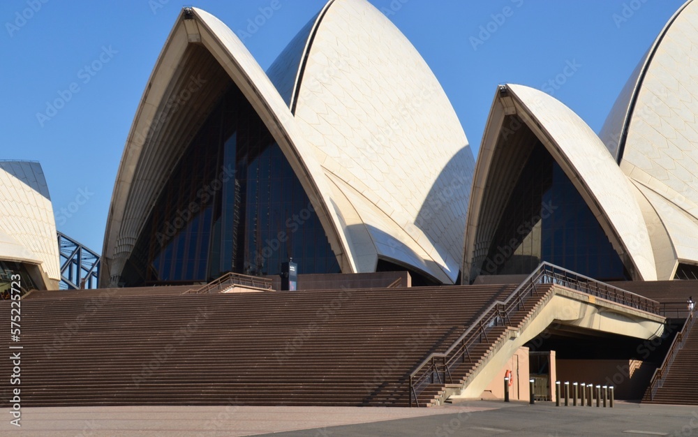 Iconic Sydney Opera House steps and white sails Stock Photo | Adobe Stock