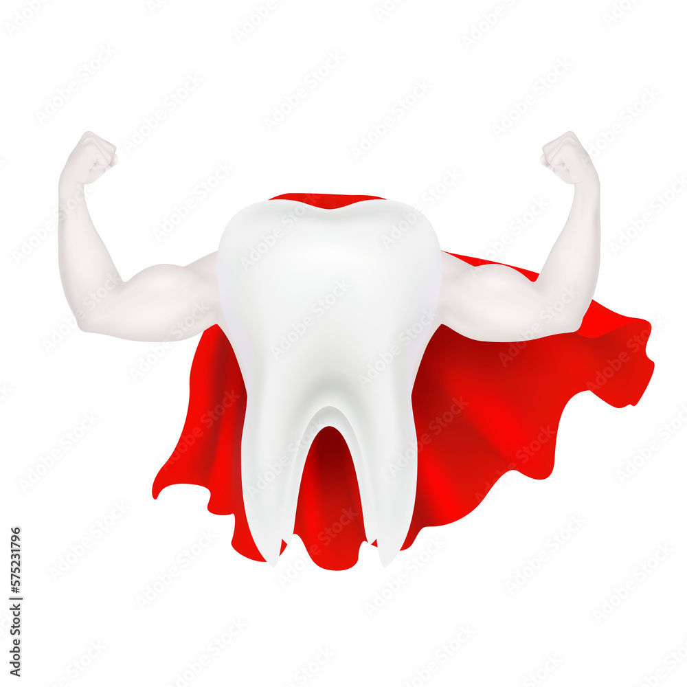 Ilustração do Stock: Teeth healthy sparkling white in superheroes red ...