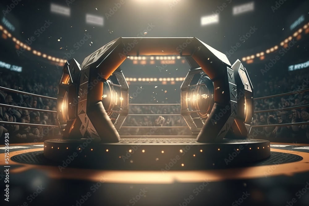 Ring arena for boxing fight and MMA championship competitions. Ai ...