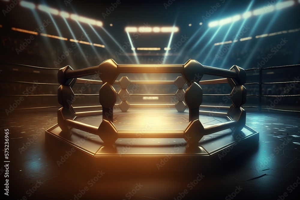 Ring arena for boxing fight and MMA championship competitions. Ai ...