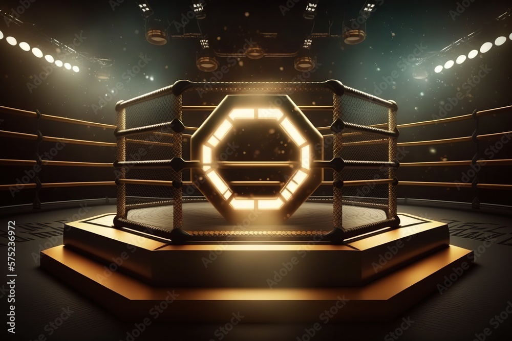Ring arena for boxing fight and MMA championship competitions. Ai ...