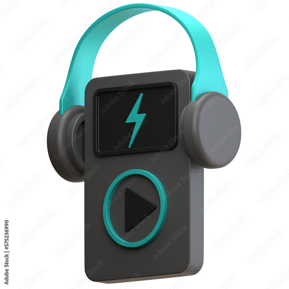 3D Music Player Icon Gym Workout Music Songs Melodies Mp3 Player Audio Playback Device Training ...