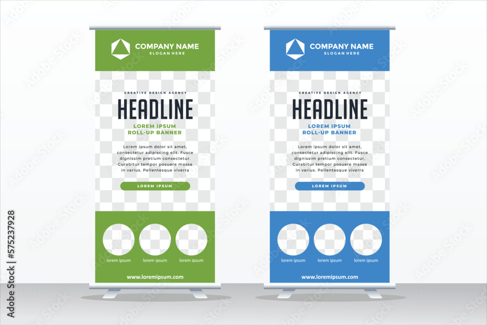 Banner roll-up design, business concept. Graphic template roll-up for ...