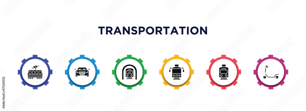 transportation filled icons with infographic template. glyph icons such ...