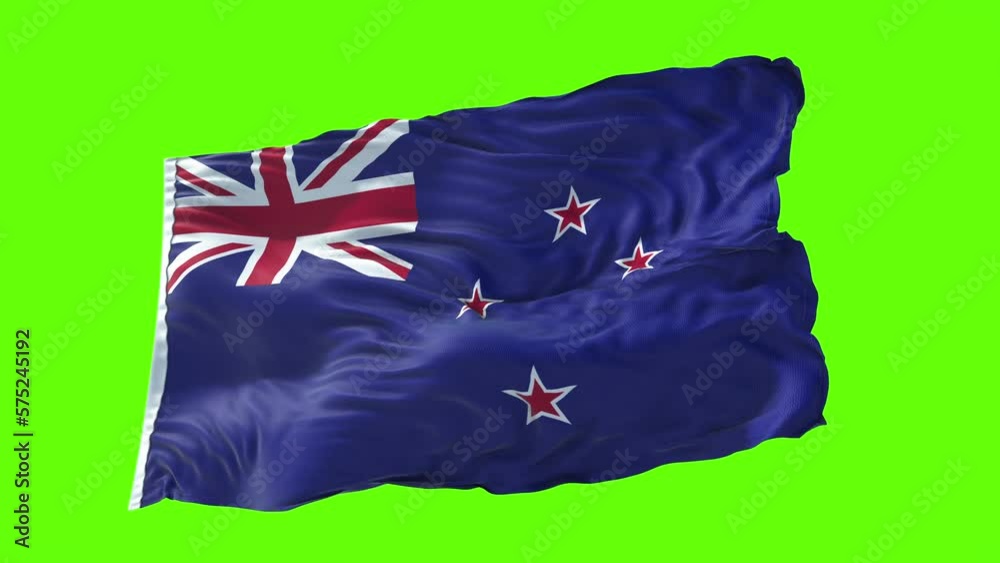 New Zealand flag on a green screen background, 4k resolution, 60 fps ...
