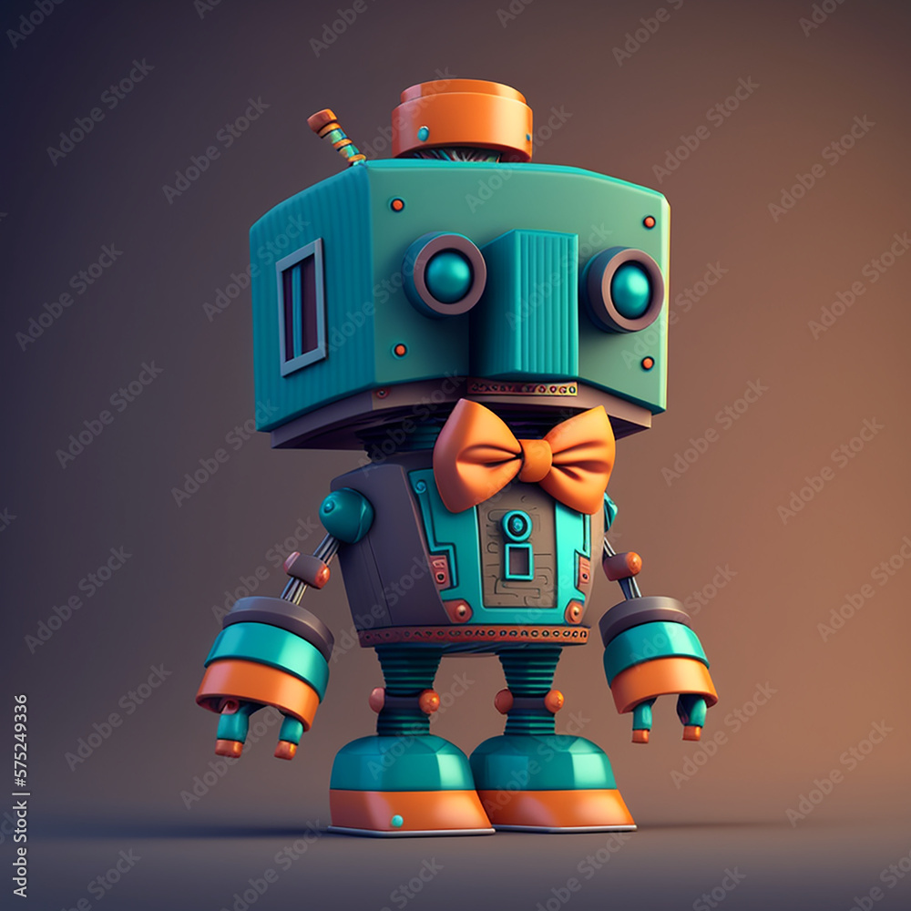 cartoon octane render picture of a robot with a house for a head ...