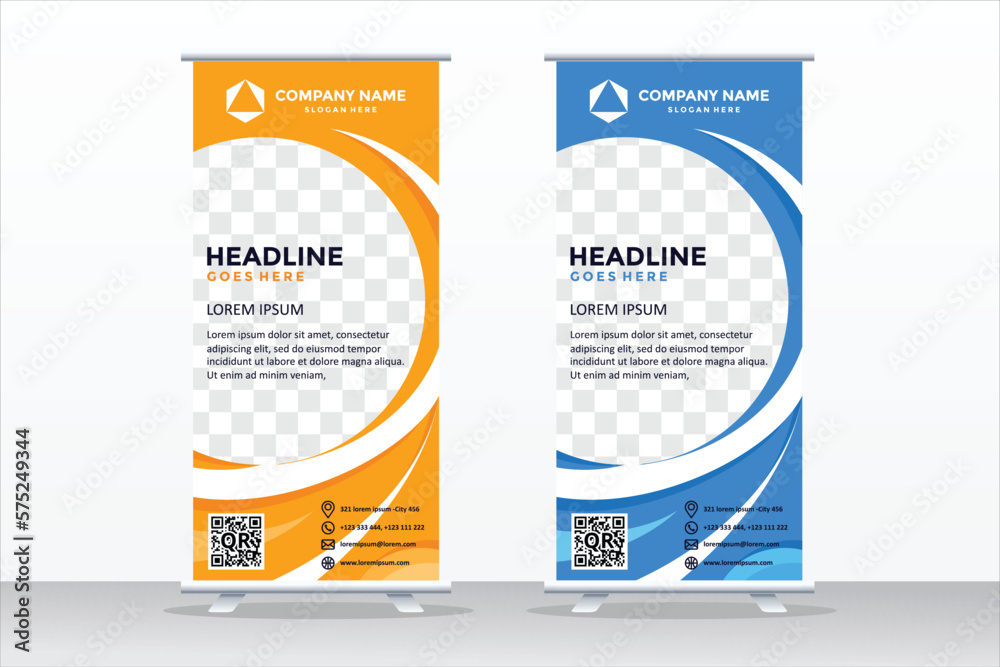 Banner roll-up design, business concept. Graphic template roll-up for ...