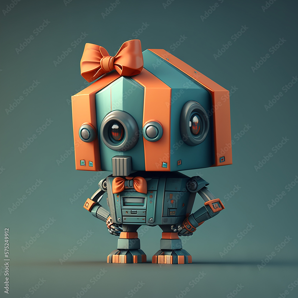 ภาพประกอบสต็อก cartoon octane render picture of a robot with a house ...