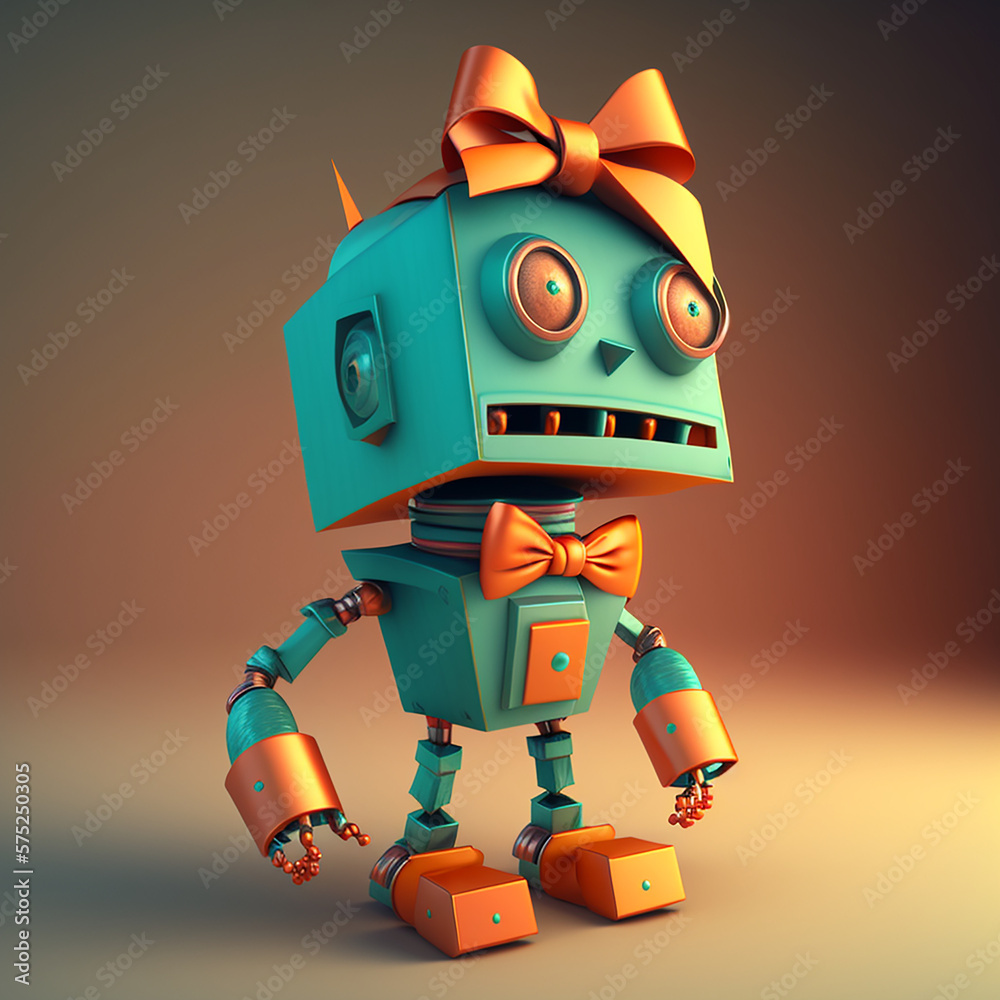 cartoon octane render picture of a robot with a house for a head ...