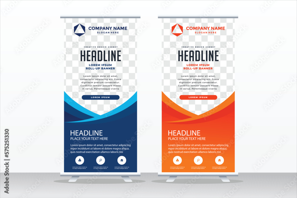 Banner roll-up design, business concept. Graphic template roll-up for ...