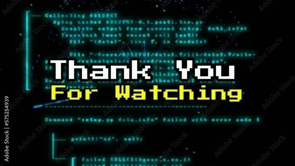 Animated trailer saying thank you for watching, with a cool background ...