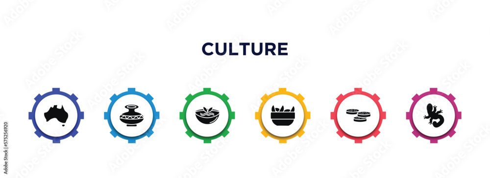 culture filled icons with infographic template. glyph icons such as ...