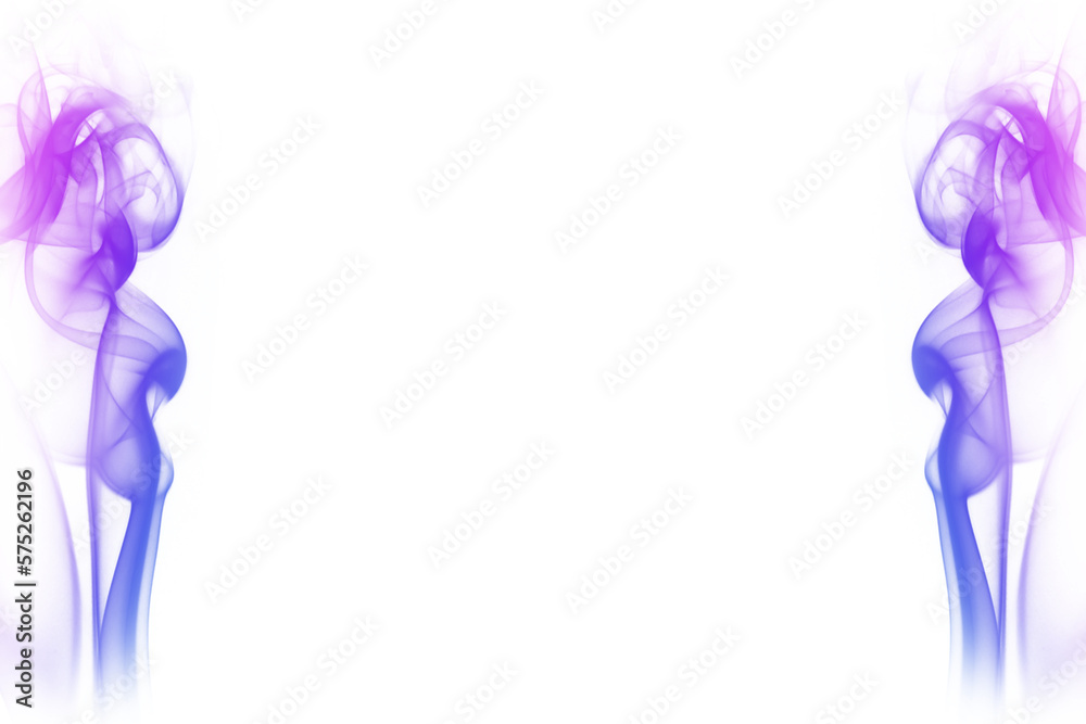 Colored smoke columns with gradient from blue to purple, arranged left ...