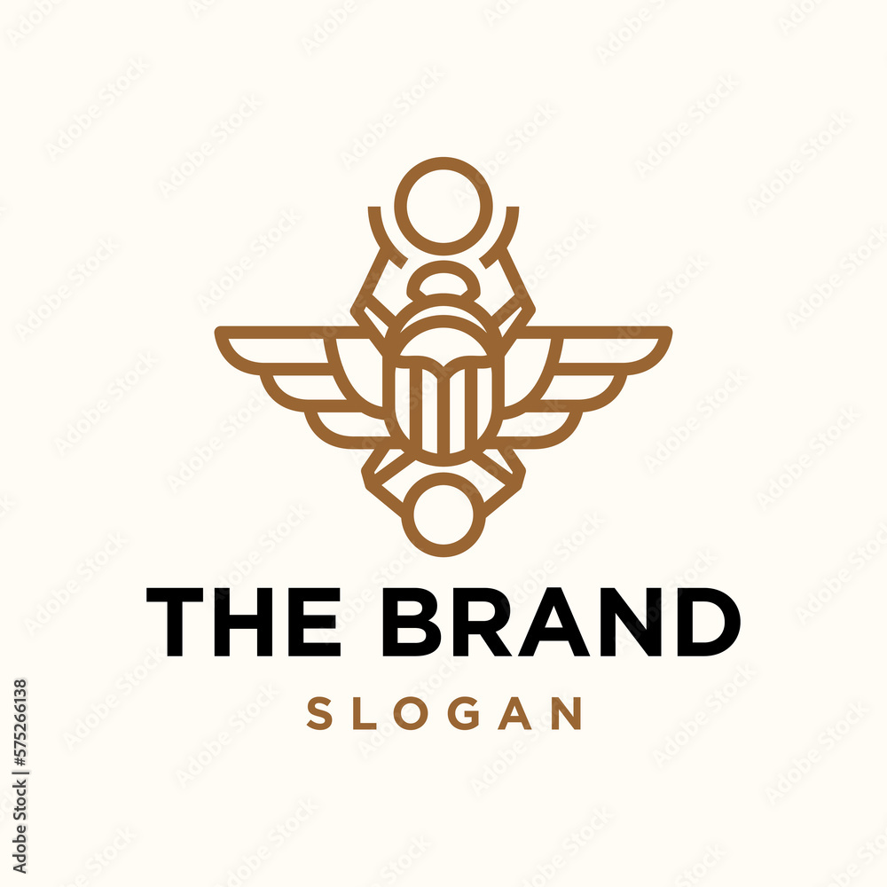 egyptian sacred Scarab logo design. beetle with wings Vector ...