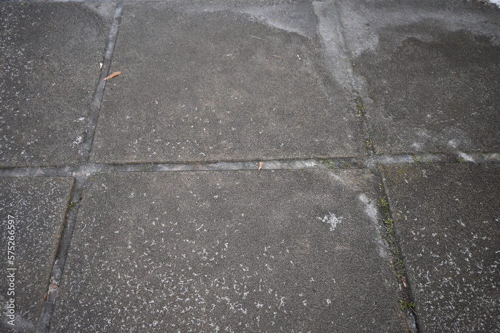 asphalt soviet square concrete tile, asphalt tile covered with thin ice ...