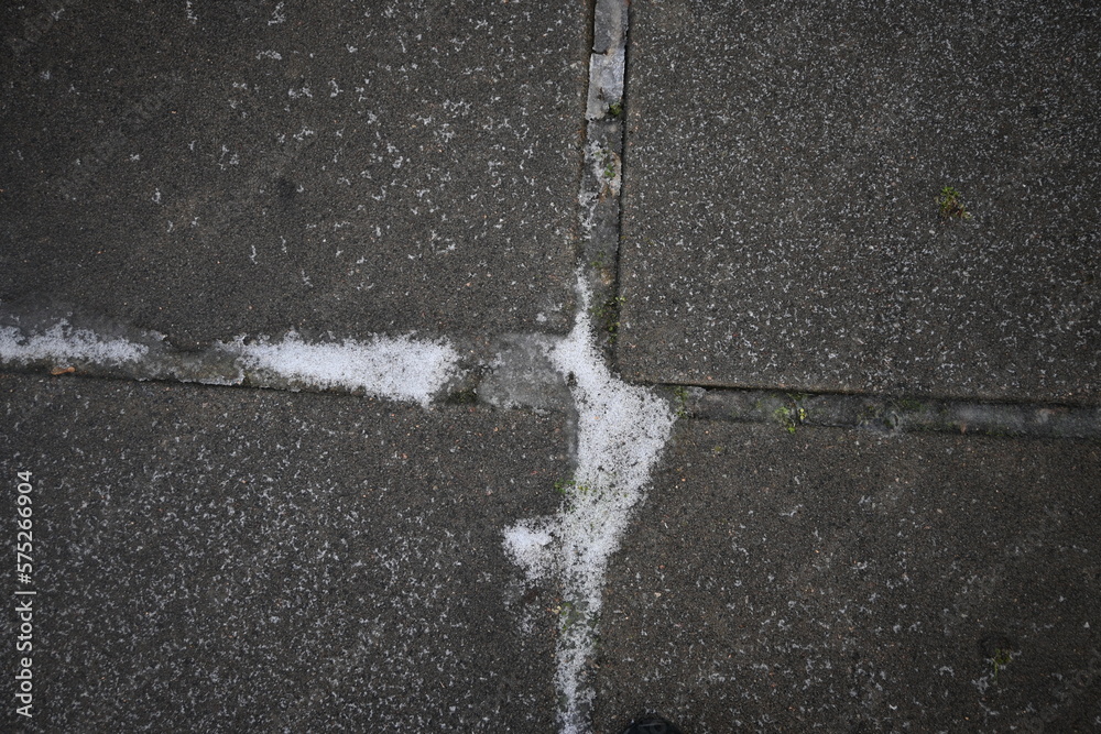 asphalt soviet square concrete tile, asphalt tile covered with thin ice ...